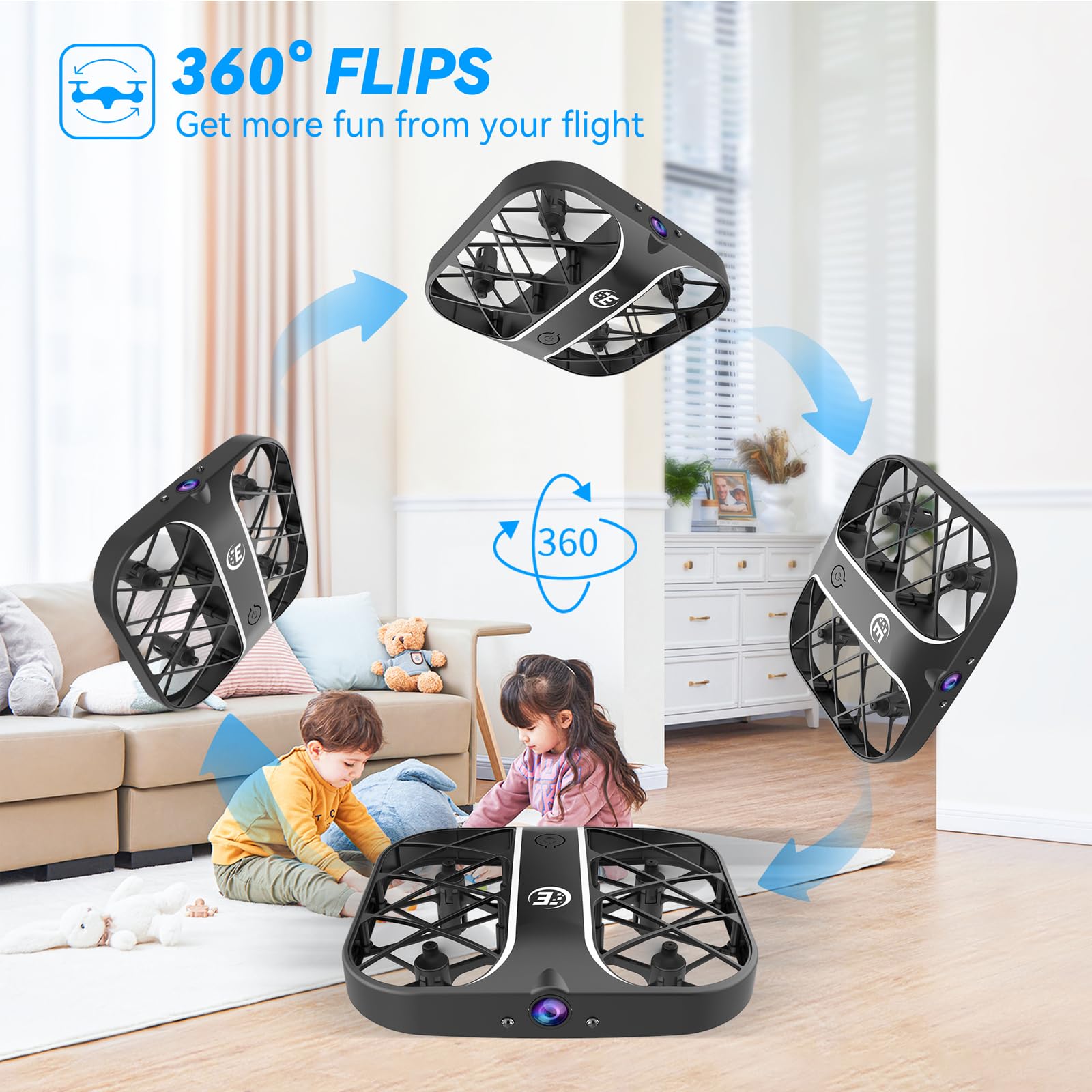 Eluhito Drones with Camera for Kids Adults, Wifi, Headless Mode, 3D Flips, Gravity Control