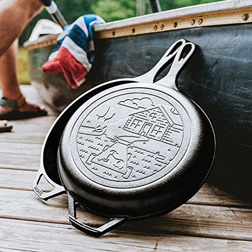 Lodge Cast Iron Wanderlust Series, Cabin Combo Cooker, 3.2 Quart Black