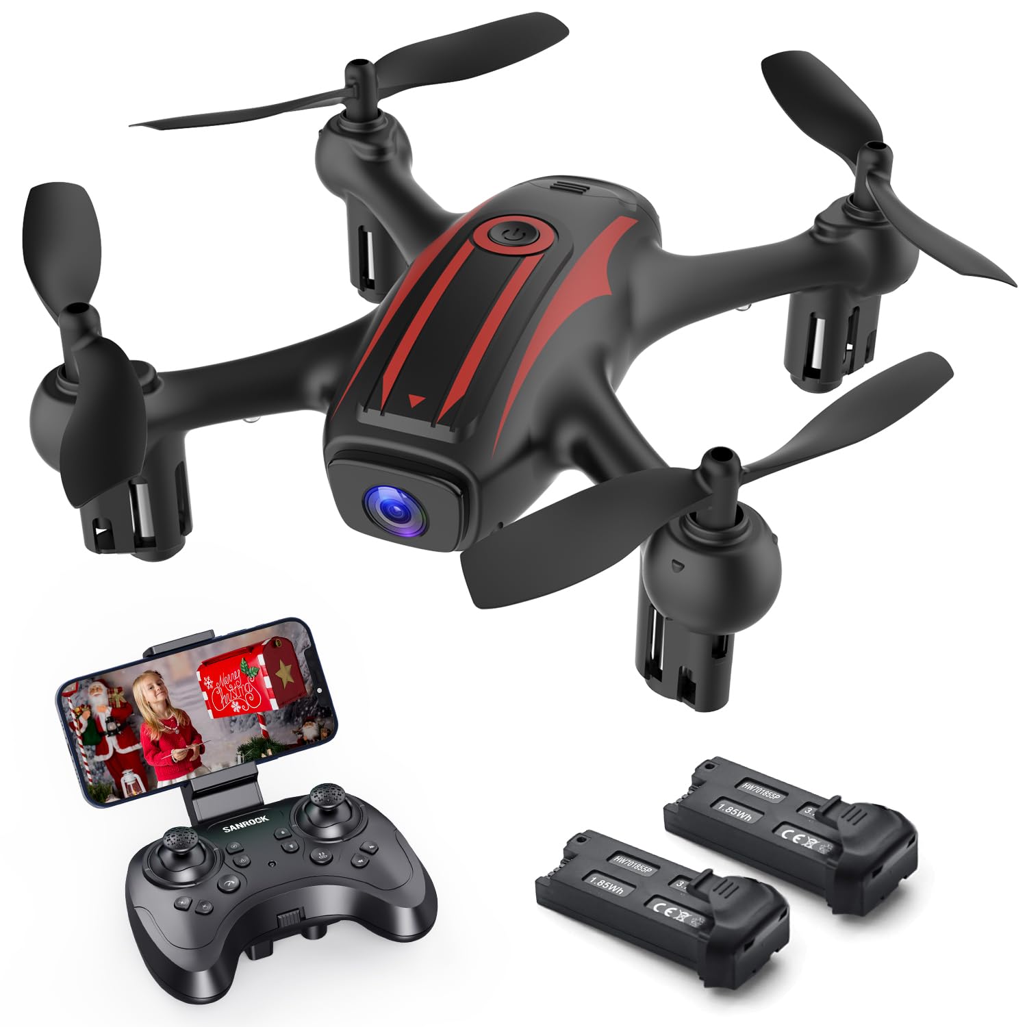 Elukiko Drone with Camera for Adults Kids, 1080P HD FPV WIFI Mini Drones, RC Quadcopter Helicopter with 2 Batteries, Throw to Go, High-Speed Rotation, 3D Flips, Waypoints Fly, Gravity Control, Gesture