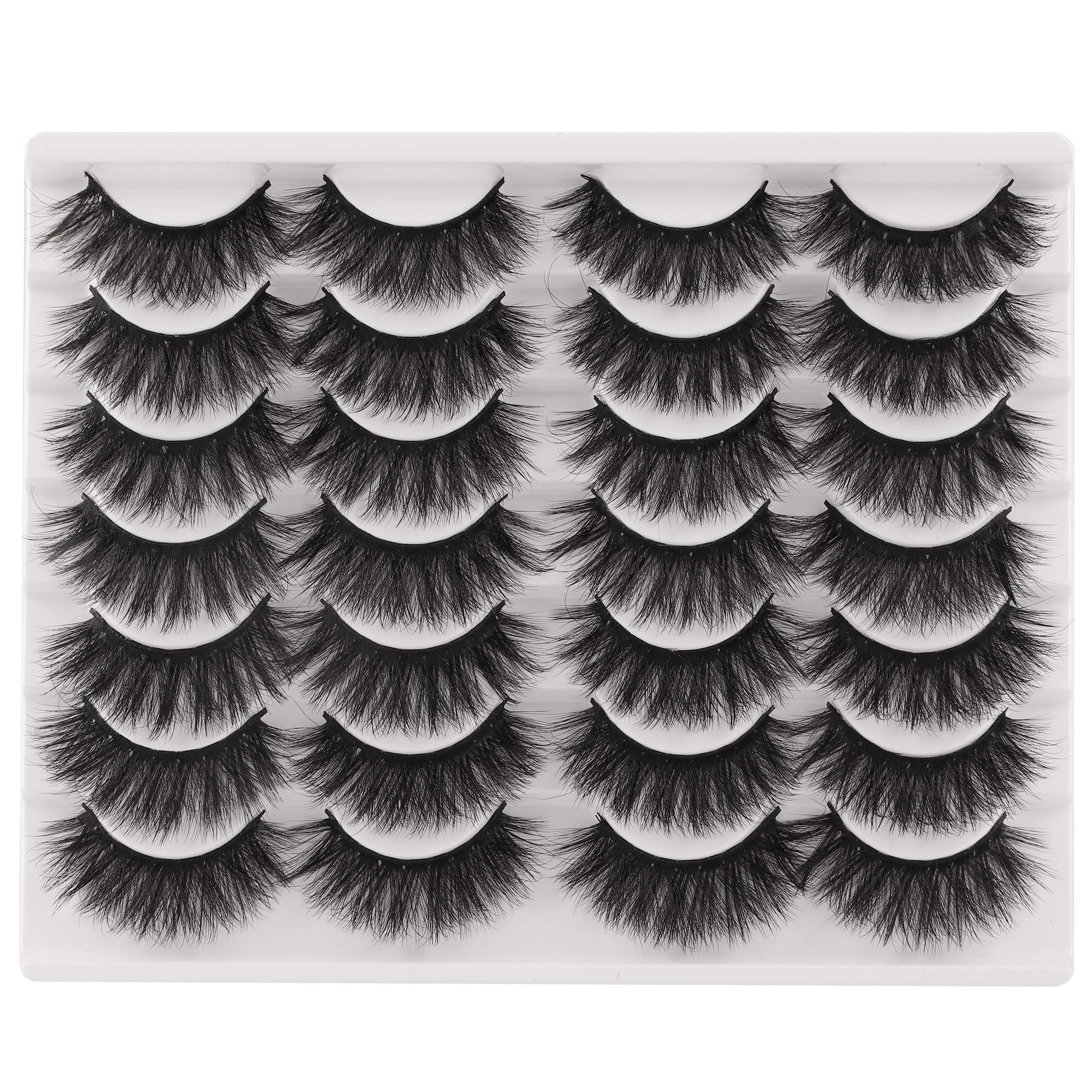 JIMIRE False Eyelashes Mink Fluffy Volume Lashes 3D Wispy Long Fake Eyelashes 14 Pairs Pack