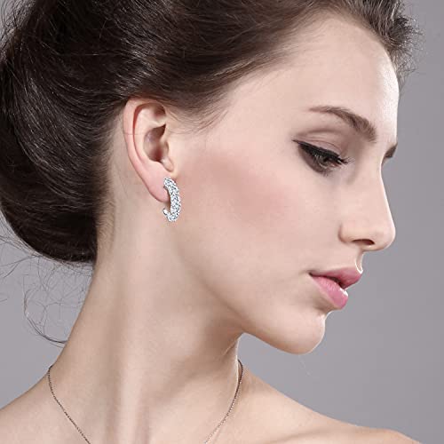 Gem Stone King 925 Sterling Silver White Moissanite Open Hoop Earrings For Women (3.30 Cttw, Round 4.5MM)