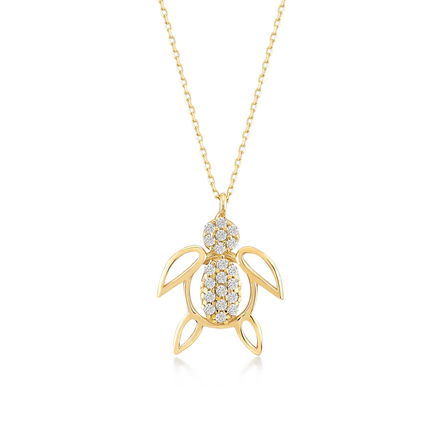 GELIN Turtle Necklace in 14K Solid Gold | 14K Yellow Gold Dainty Necklaces for Women, 18"