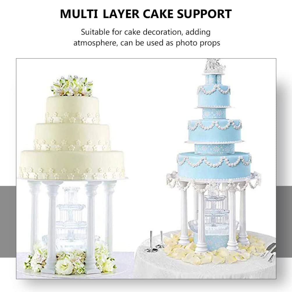 HEMOTON Roman Column Cake Tiered Stands: 4Pcs Plastic Cake Pillars Mold Fondant Holder Multi- Layered Cake Roman Column Support Stand for Wedding Birthday Party Decoration 17cm