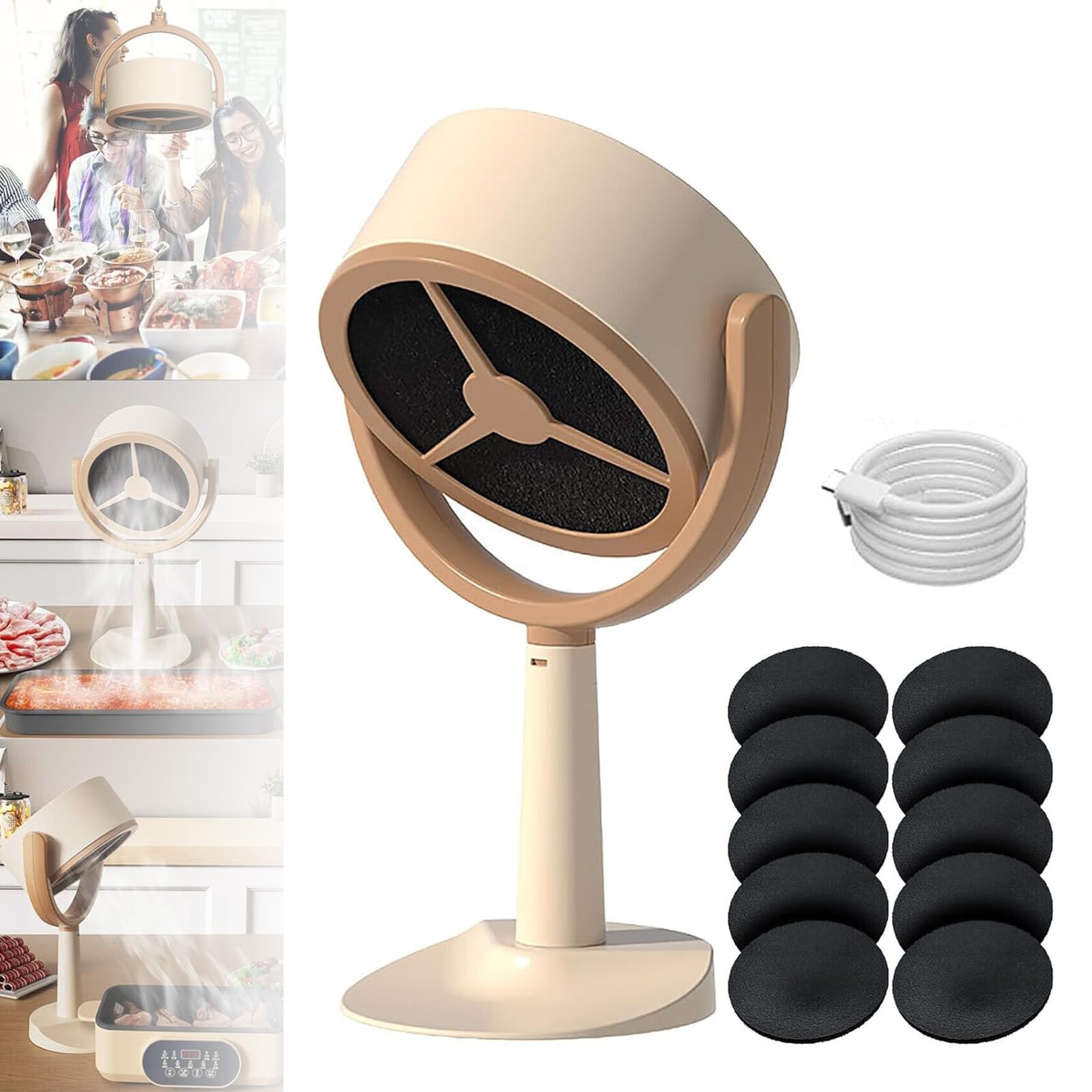 Lorivu Smoke Purifier, Lorivu Portable Kitchen Exhaust Fan, Portable Exhaust Fan for Kitchen, Air Purifiers for Home, For Home, Car, Office, Filter Fumes (Rechargeable model)