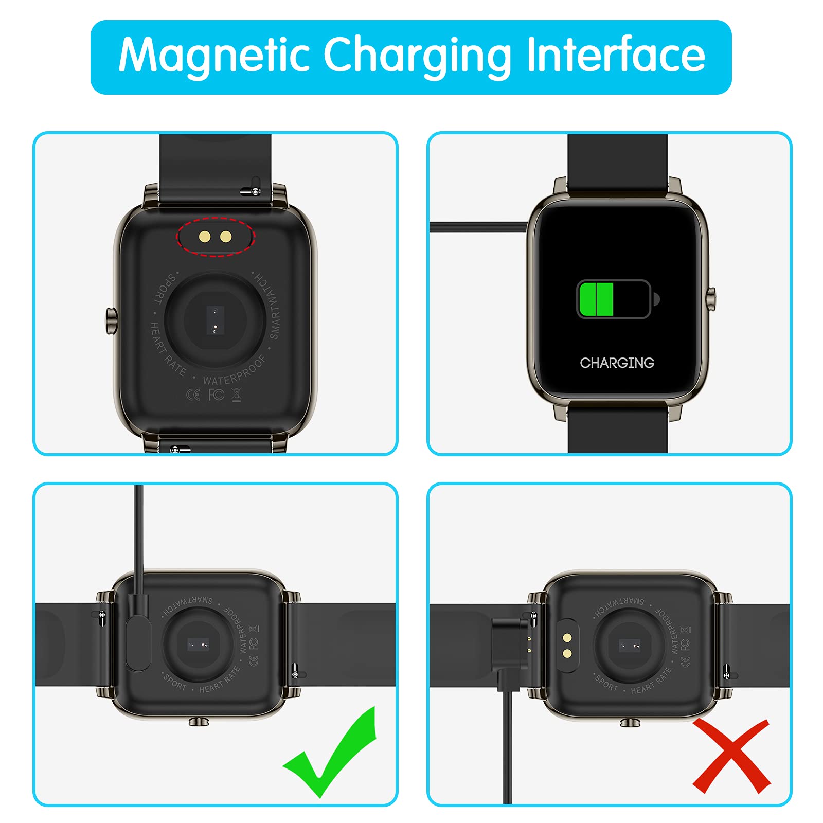 KALINCO Smart Watch, Fitness Tracker with Heart Rate Monitor, Blood Pressure, Blood Oxygen Tracking, 1.4 Inch Touch Screen Smartwatch with 3 Cables Compatible with Android iPhone iOS