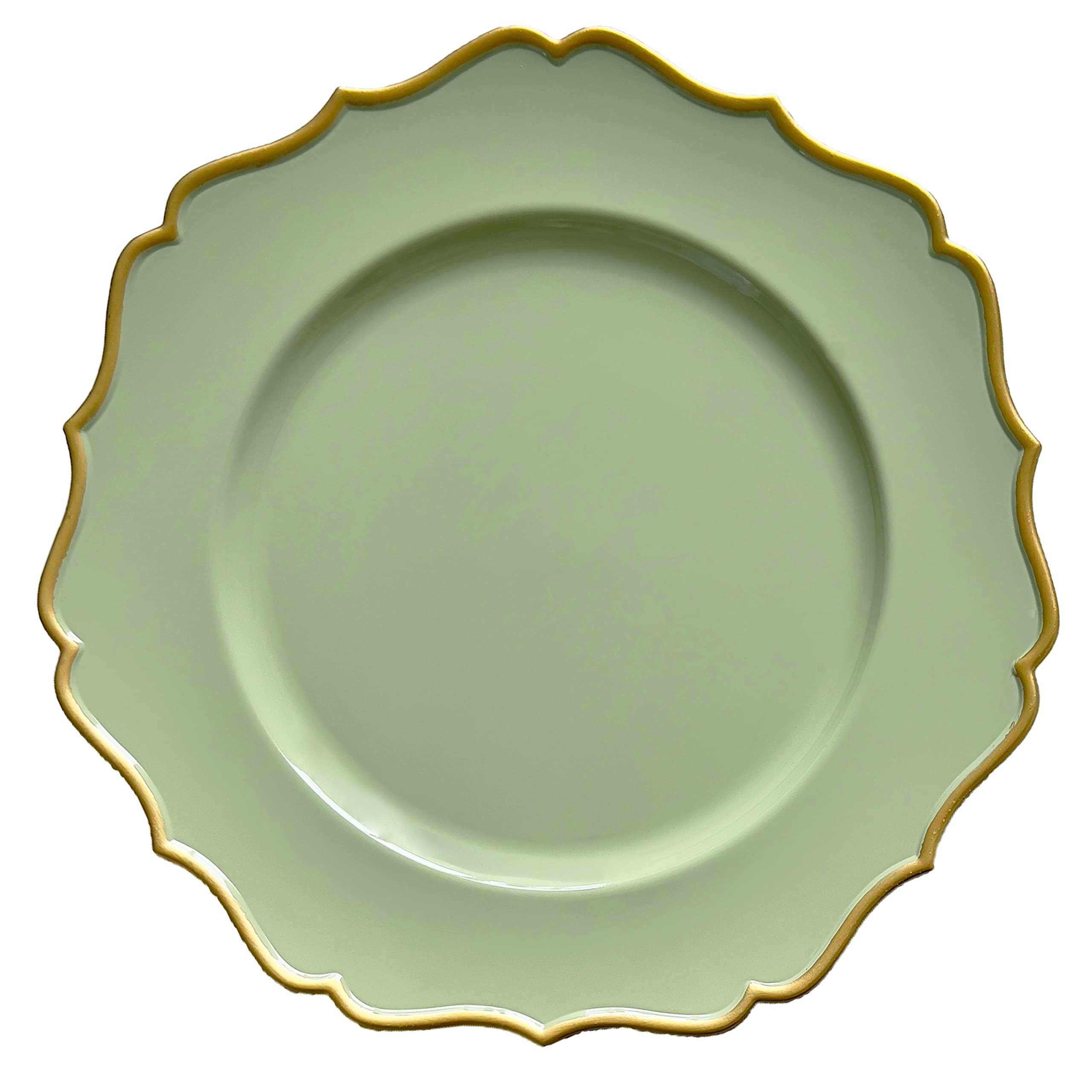 Henilosson Green Charger Plates Gold Trim - Classic Plate Chargers for Dinner Plates - Set of 6 Dinner Chargers(6,Green)
