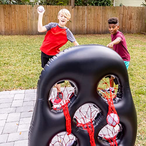 Franklin Sports 5-Hole Inflatable Baseball Target - Inflatable Baseball Throwing Target with Baseballs - Kids Baseball Toss Game - 45" Target