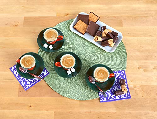 IMUSA USA 8 Piece 3oz Colorful Espresso Cups with Saucers (Green, Orange)
