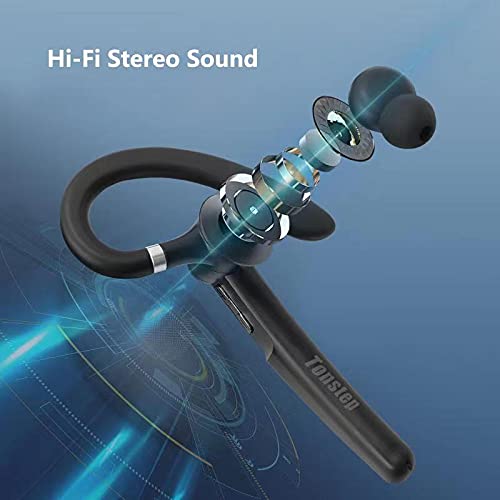 Tonstep Bluetooth Earpiece, Bluetooth Headset with MIC, Trucker Bluetooth Headset 50 Hours with Charging Case, in-Ear Headphones Wireless Earphones for Business,Office and Driving (Black-g1)
