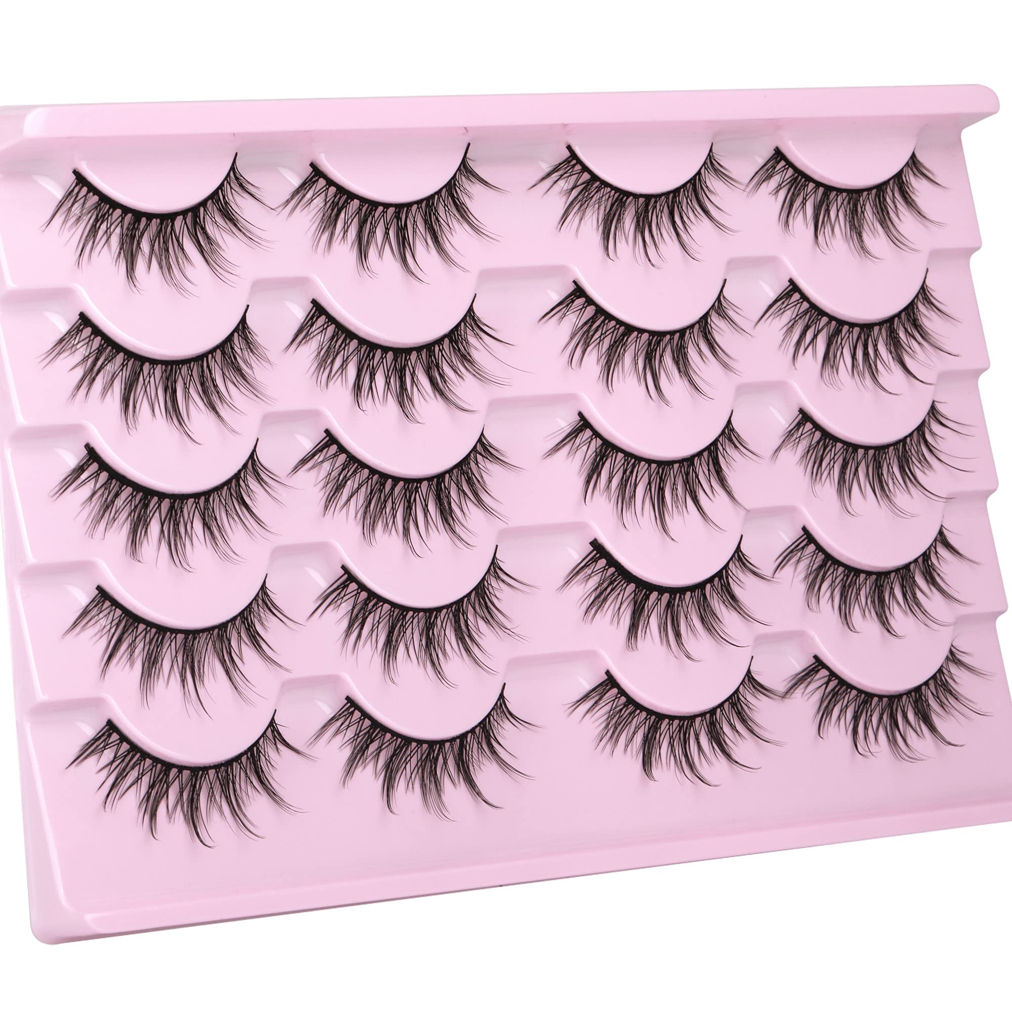 Manga Lashes Clusters Natural Eyelashes Wispy Faux Mink Lashes Fluffy Strip Lashes False Eyelashes Pack That Look Like Cluster Lashes Extensions by Lanflower
