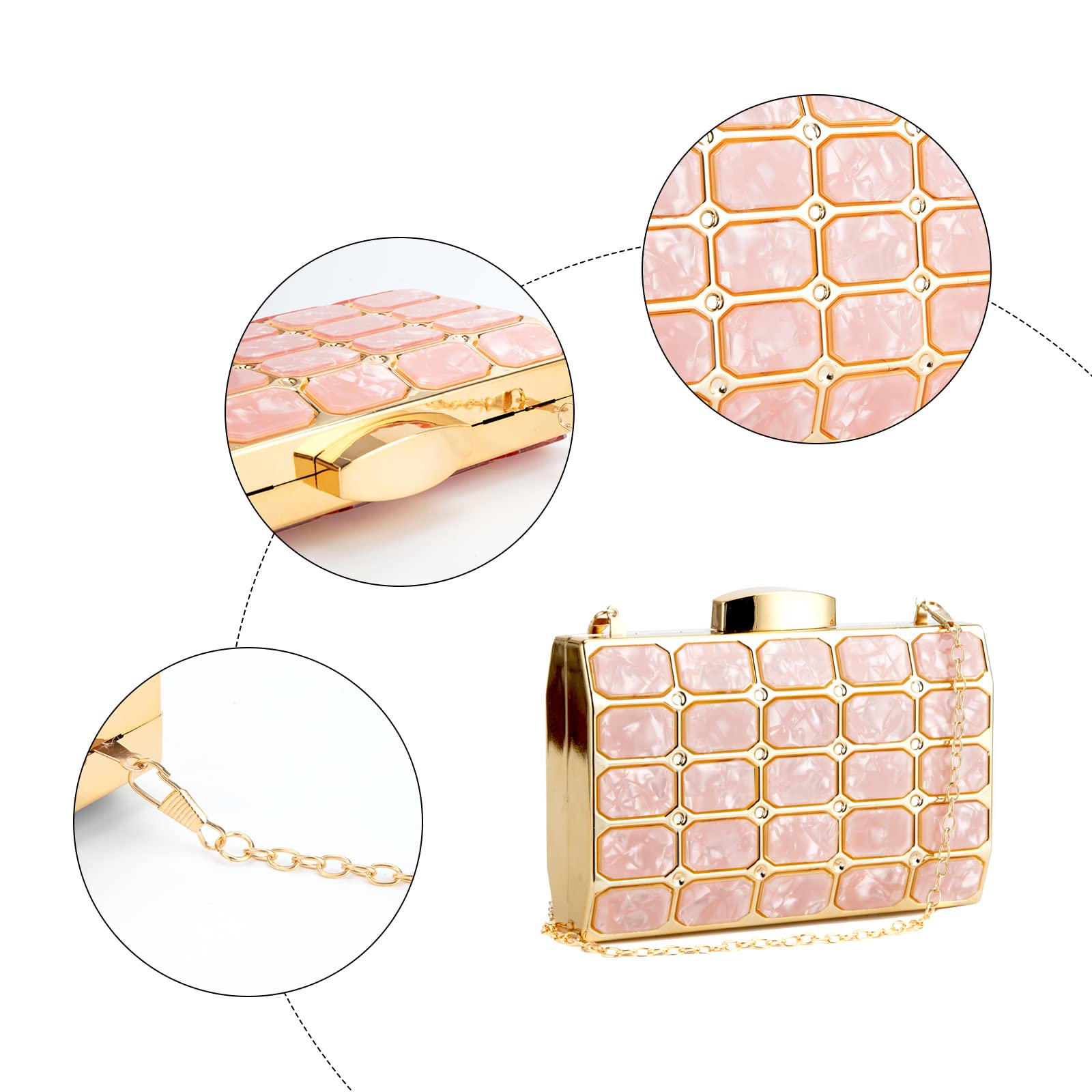 Gripit Acrylic Small Cube Clutch Purse for Women Pink Clutch Purse Formal Fancy Purses Evening Clutch Handbag for Banquet