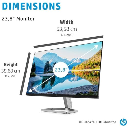 HP M24fe FHD Monitor 23.8-inch IPS AMD FreeSync 5ms GtG Response Time Eyesafe Certified On-screen Controls Low Blue Light Mode Anti-Glare, Black (Renewed)