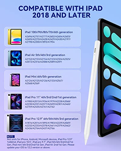 Stylus Pen for iPad with Palm Rejection, Tilt Sensitivity, ZVFBC iPad Pencil for Touch Screens Compatible with iPad Air 3rd/4th/5th, iPad Pro 11/12.9 inch, iPad 6th/7th/8th/9th/10th, iPad Mini 5th/6th