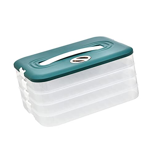 SM SunniMix Large Dumpling Storage Container 4 Layer Food Grade Food Containers Leakproof Stackable for Fish Eggs, Green