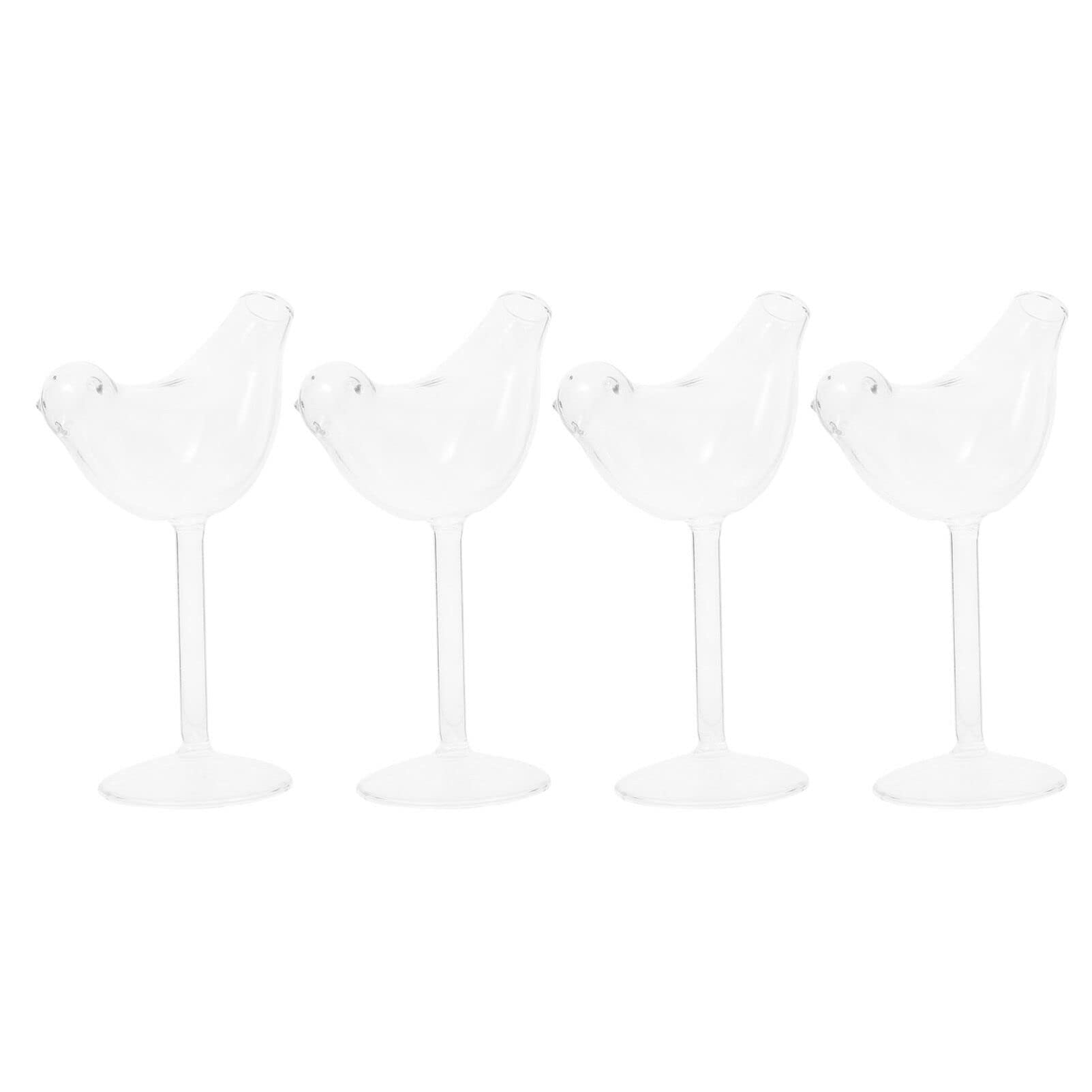 Hemoton Wine Glasses Set of 4, Bird Shape Wine Glasses Cocktail Glass, Bird Martini Glasses for Holidays Anniversary Birthday Wedding Party Celebrations 5 Ounce/150ml
