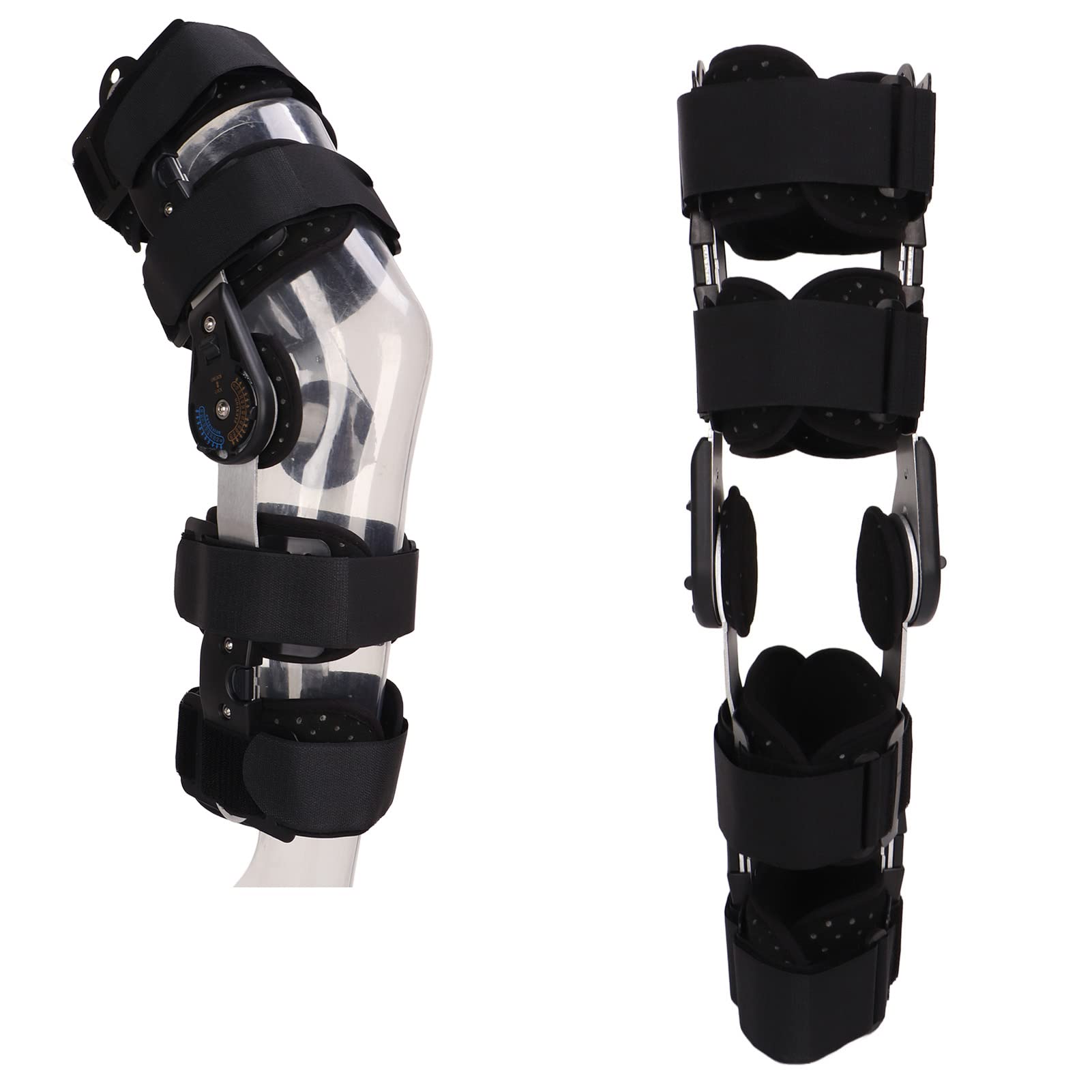 Hinged Knee Brace,Knee Support Brace Size Adjust Sponge Lining Aluminum Alloy Patellar Tendon Strap Knee Immobilizer Stabilizer for Sports