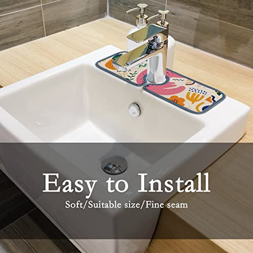 Kitchen Faucet Absorbent Mat 4 Pieces Cute Spring Flower Cat Faucet Sink Splash Guard Bathroom Counter and RV,Faucet Counter Sink Water Stains Preventer