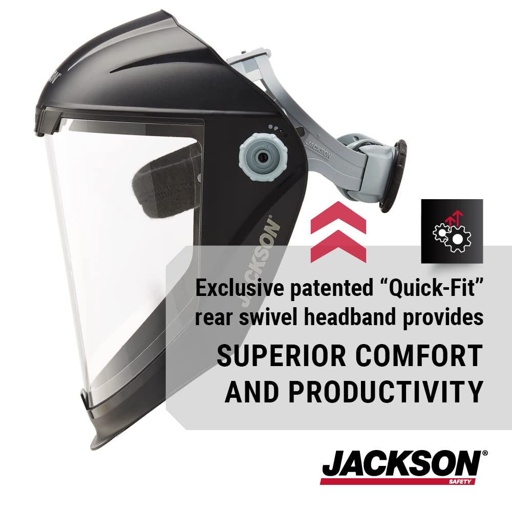 Jackson Safety Lightweight MAXVIEW Premium Face Shield with 370 Speed Dial Ratcheting Headgear β Uncoated Clear