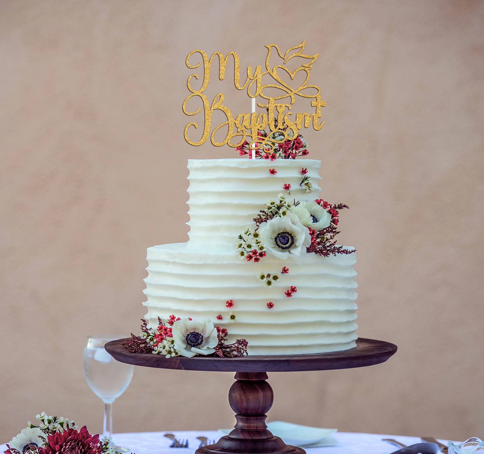 My Baptism Cake Topper, First Holy Communion, On Your Confirmation, Bridal Shower/Wedding/Baptism/Christening Baby Shower Party Decorations, Gold Glitter