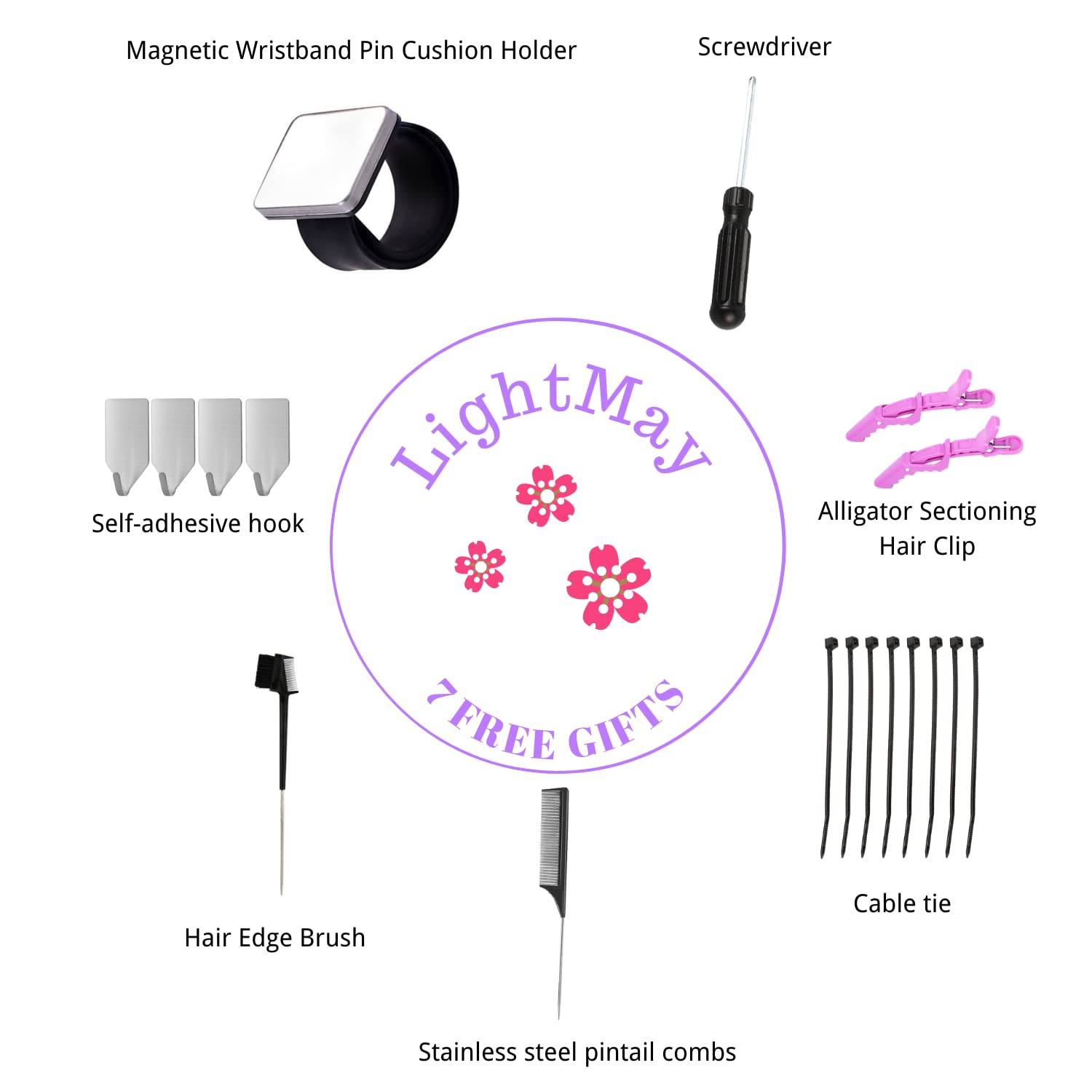 lightmay Braiding Hair Rack - Hair Extension Holder with 120 Pegs Multifunction Braiding Hair Holder Time Saving Extension Holder (120 Pegs, rose red)