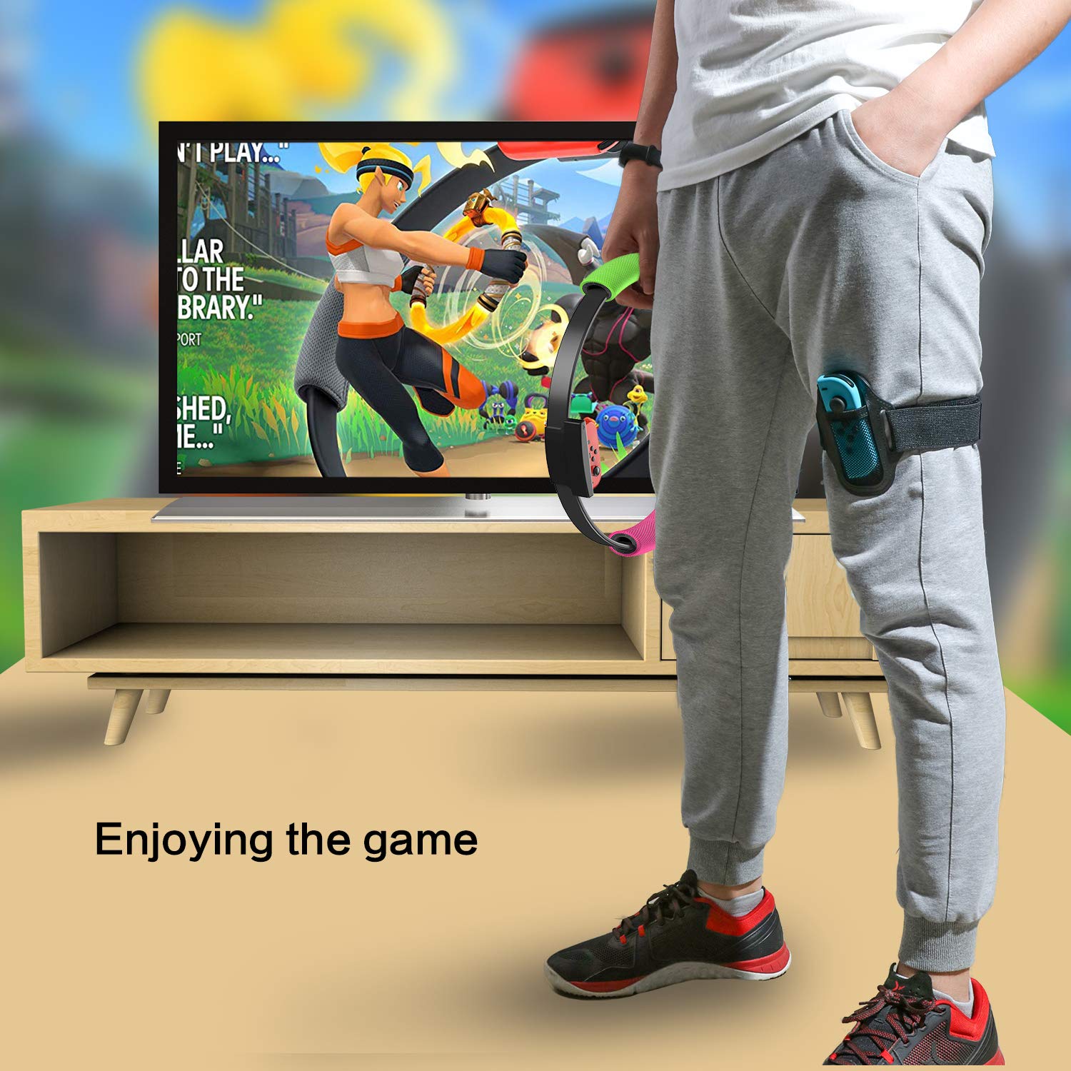 ECHZOVE Leg Strap for Nintendo Switch Sports,Wrist Band Compatible with Switch, Adjustable Leg Strap Compatible with Switch Ring Fit Adventure and Wrist Band for Switch Just Dance - 0.98ft and 1.97ft