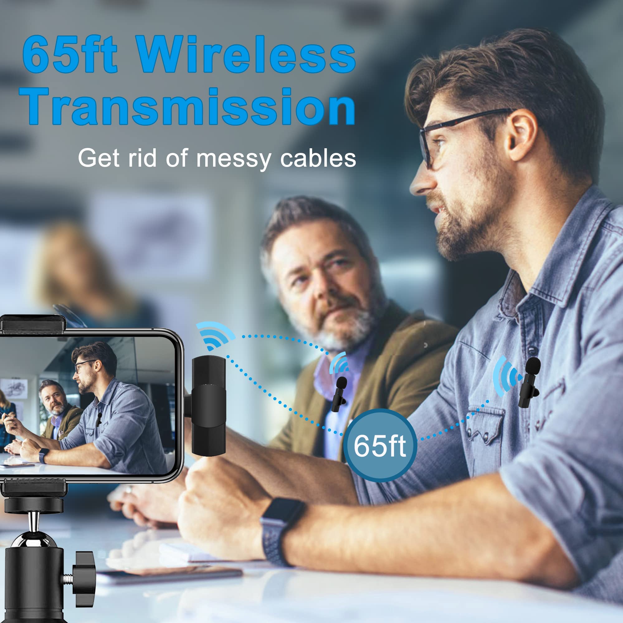 GRTPRTS Wireless Microphone for Android/Computer/Laptop, Wireless Lavalier Microphone for Video Recording, Clip On Recording Microphone for PC, Wireless Lapel mic for YouTube Streaming, Facebook Live