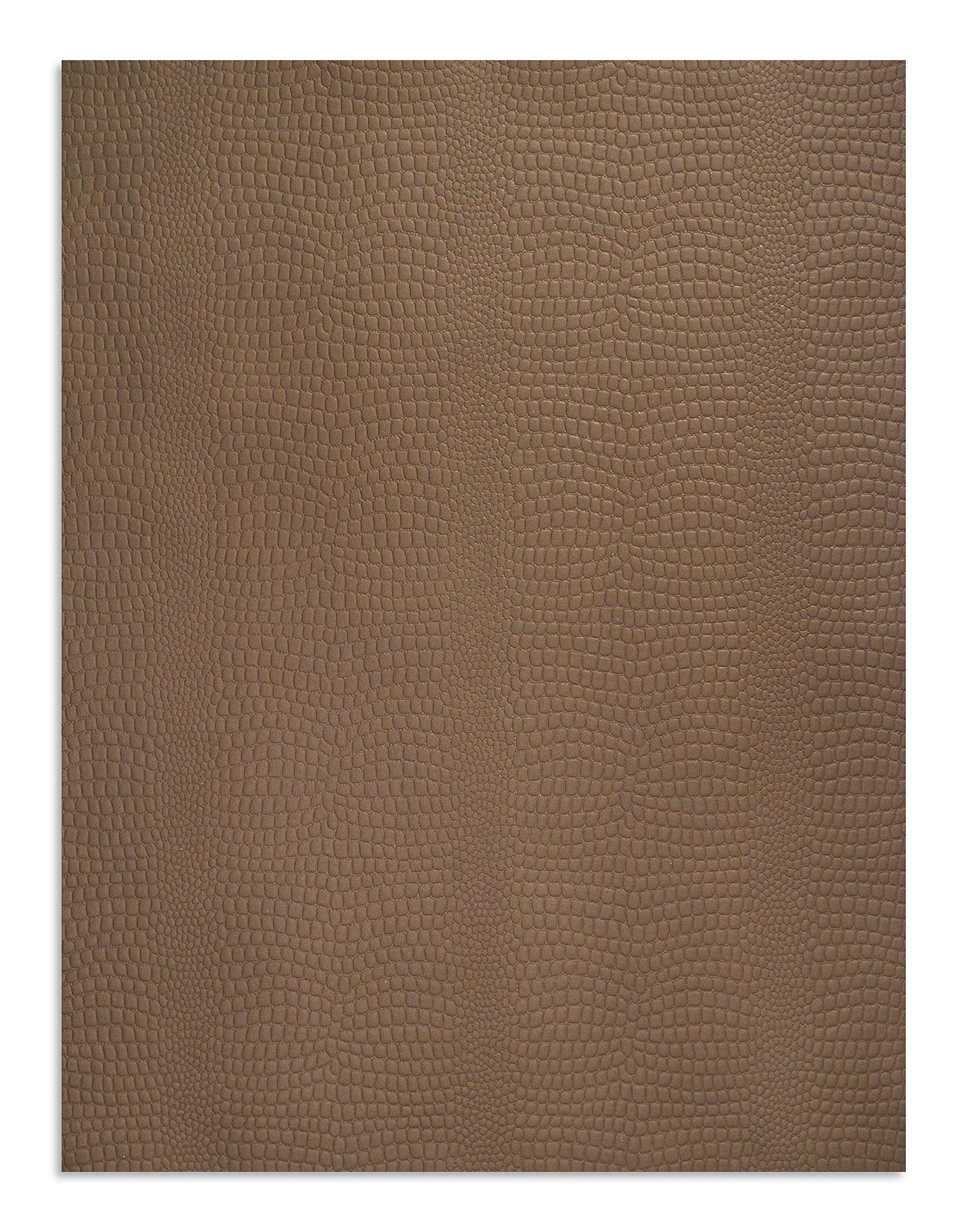 Embossed Alligator Brown Handmade Paper, 100% Cotton Rag, 22.25 x 31 Inches