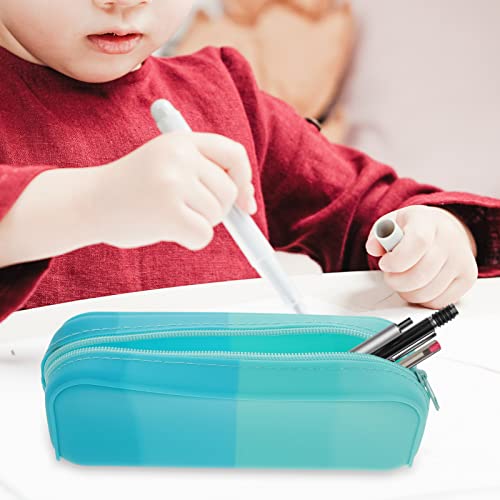 Silicone Pencil Case Pouch Bag Candy Color Pencil Case Cute Pen Case Silicone Pencil Case Small Cute Aesthetic Zipper Pencil Pouch for Travel Cosmetics Makeup Green