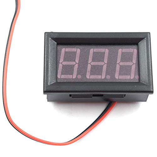 JacobsParts DC 5-120V 2-Wire Voltmeter 3-Digit LED Display Panel Volt Meter Digital Voltage Tester (Green)