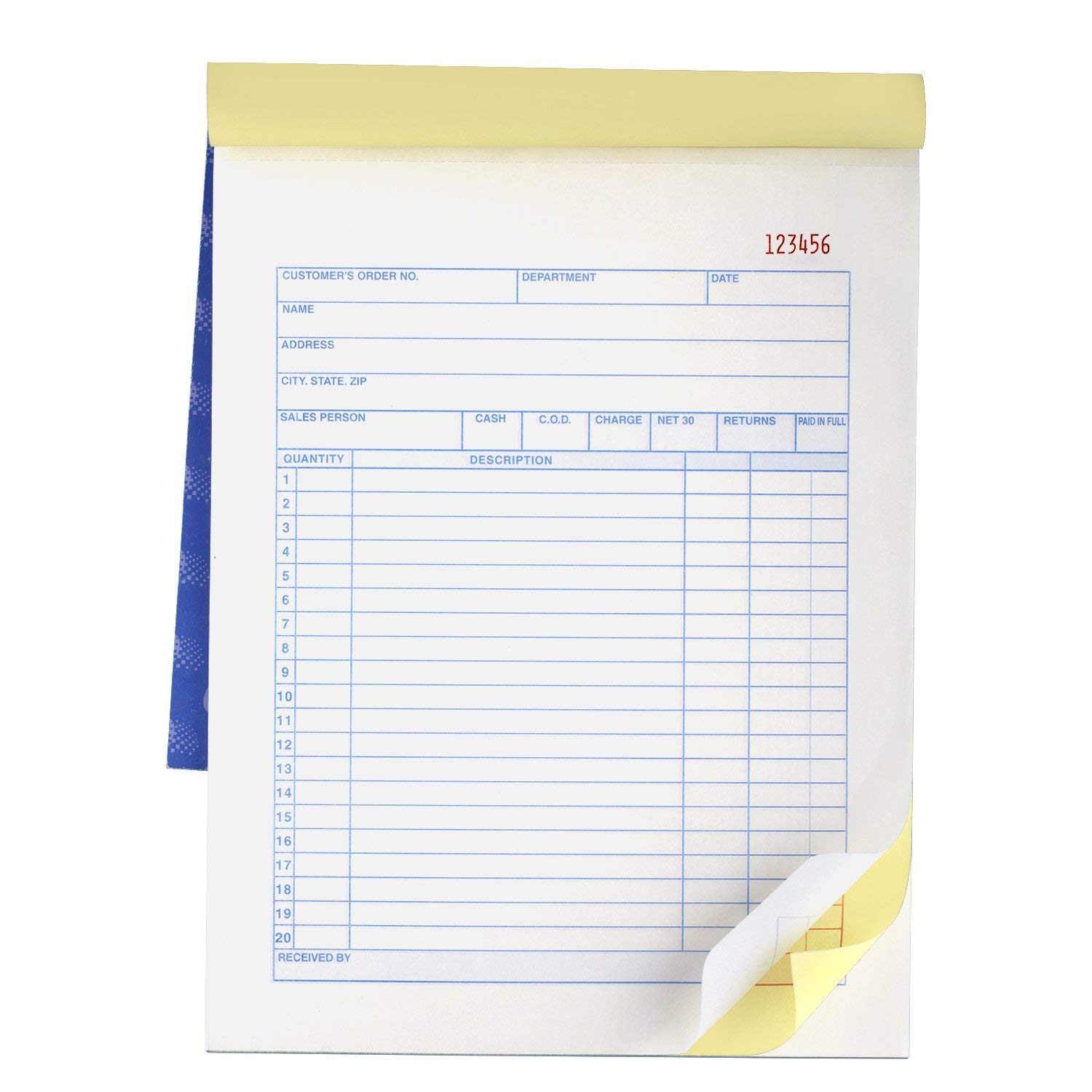 E-Clips 22664 Sales Order Receipt Invoice Book, 30 Carbonless 2 Part White and Canary Yellow Copies, 8.5x11-inch 1-Book