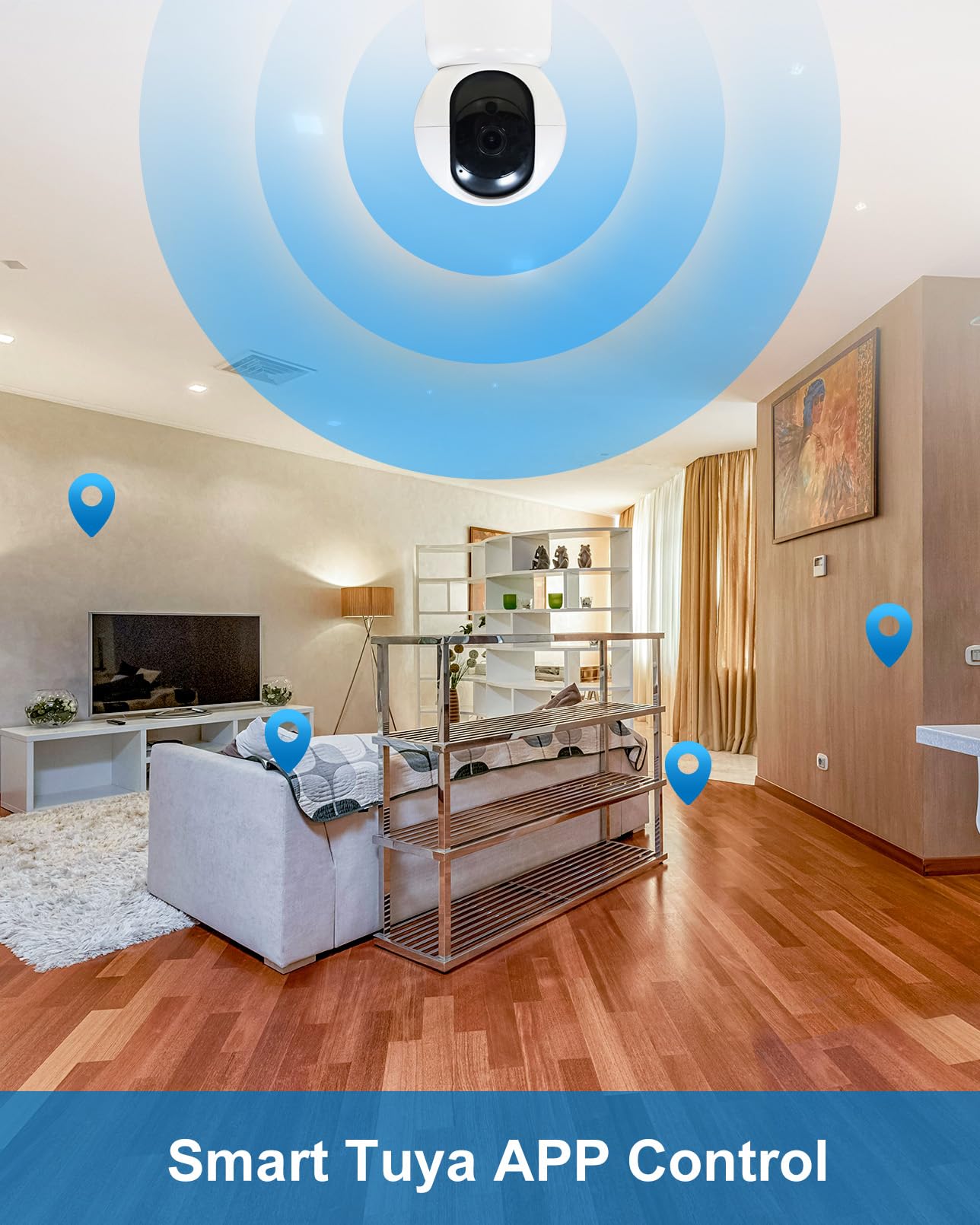 INSEETECH 4MP Wireless Indoor Security Camera, 2.4GHz WiFi for Home, Baby, Pet Monitoring. Motion Detection, Auto Tracking, 2-Way Talk, Tuya App. Ideal for Home Security. (One Kits-2.4GHz Camera)