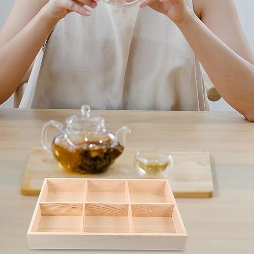 Tea Bag Holder Bamboo Tea & Food Storage Organizer Container Box 6 Compartment Tea Coffe Packet Box Wooden Sugar Bag Box for Tea Bags Coffee Snacks Sugar Sweeteners Small Packets