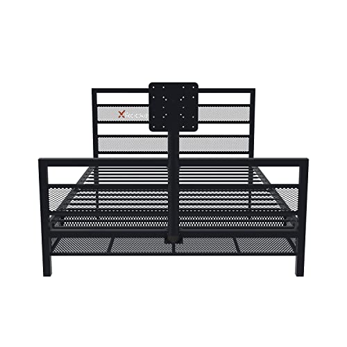 X Rocker Basecamp Gaming Bed Frame, with Rotating TV Mount, Storage, Metal Mesh Frame, 2111101, 80.63" x 37.68" x 42.8", Twin Size, Black