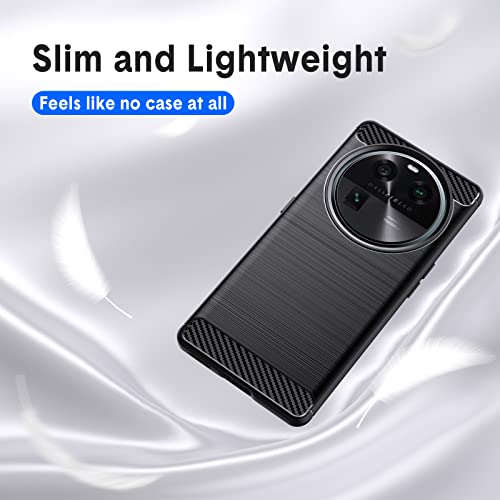 Natbok Designed for Oppo Find X6 Pro Case, Flexible TPU [Brushed Texture] [Anti-Slip] Shockproof Military Protection Bumper Phone Case,Slim Case Cover for Oppo Find X6 Pro,Black