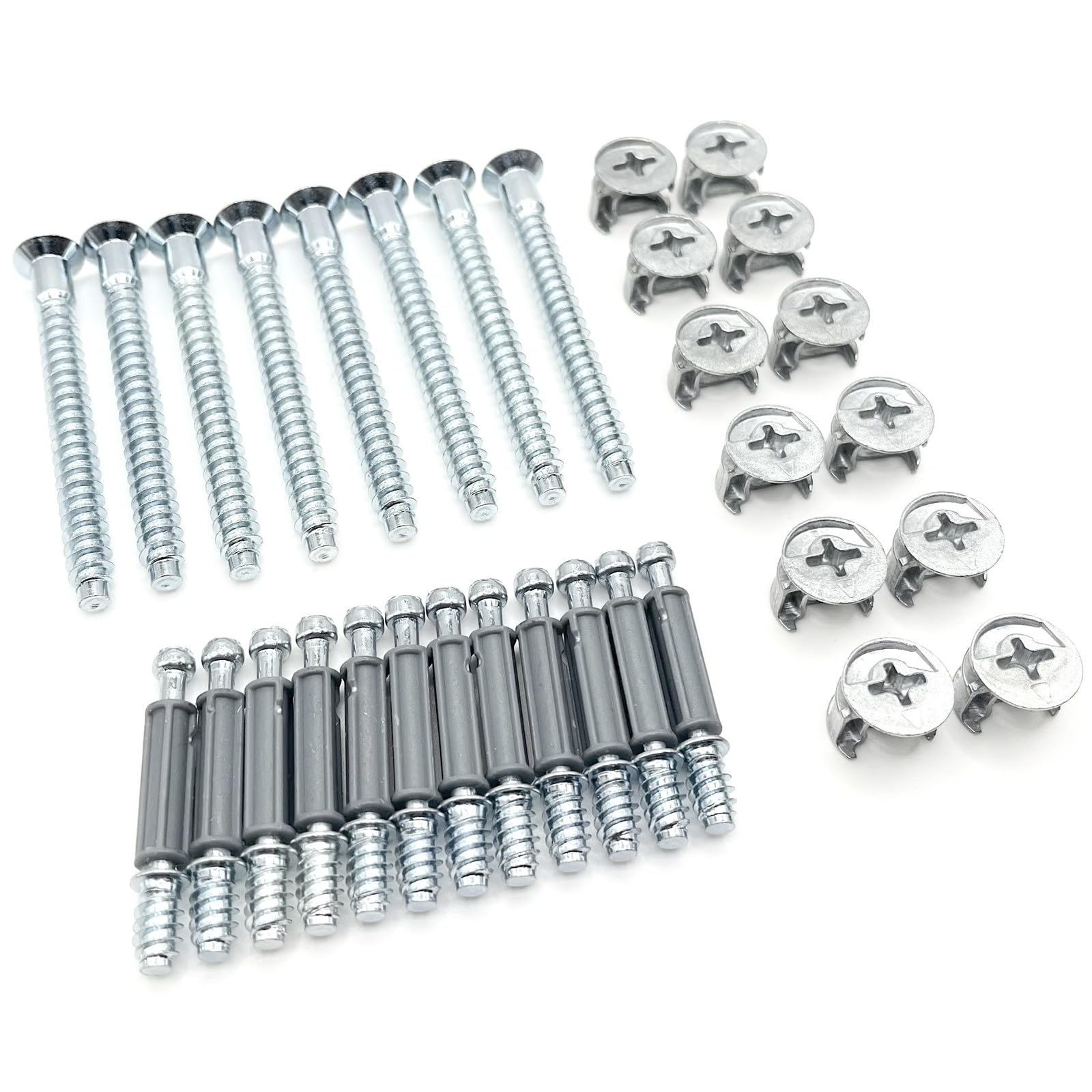 ReplacementScrews Hardware Kit Compatible with IKEA KALLAX 1 x 4 Shelf Units - All Screws (104321) Dowels (118331) & Metal Cams