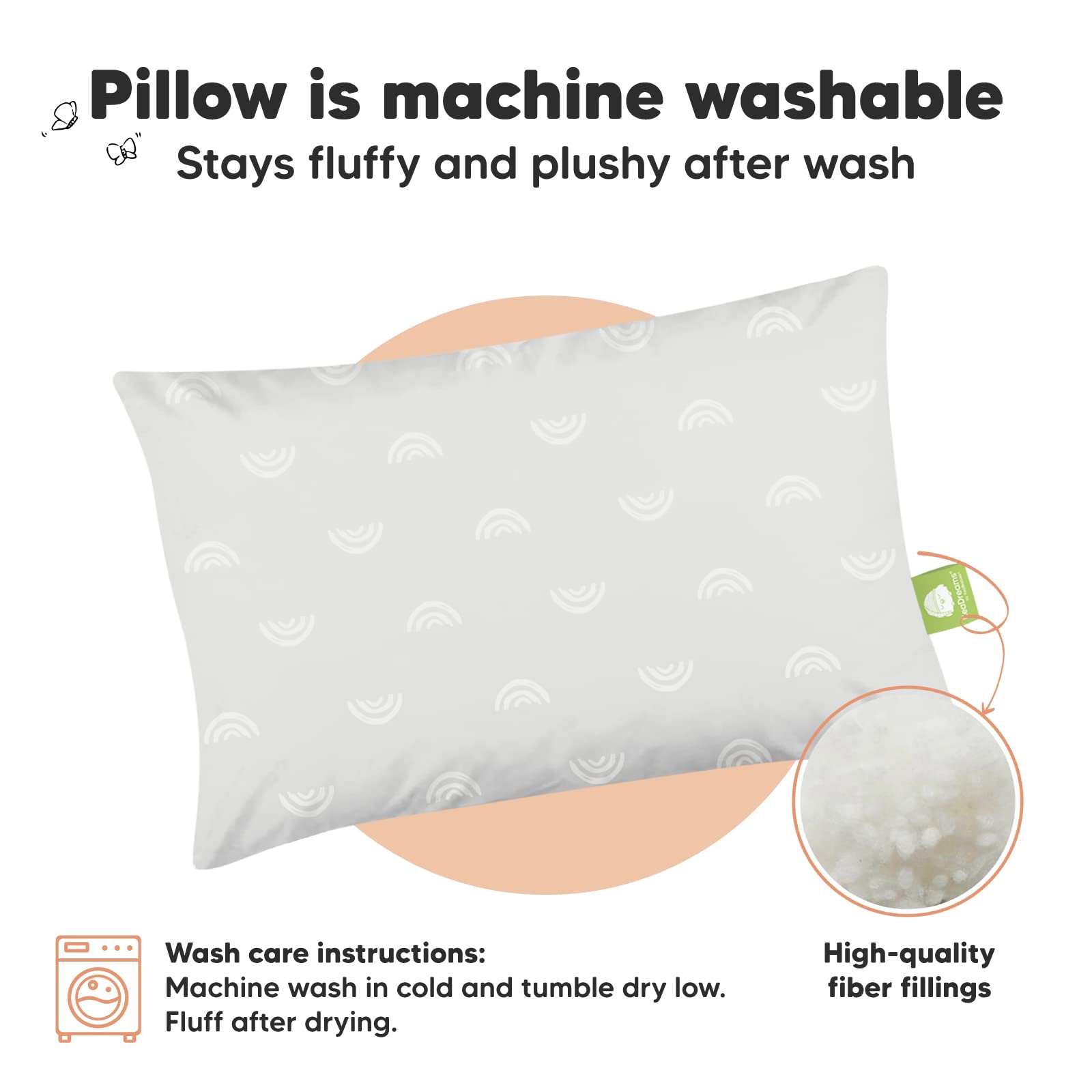 KeaBabies 2-Pack Toddler Pillow and Toddler Pillowcase for 13X18 Pillow - Soft Organic Cotton Toddler Pillows for Sleeping - Organic Toddler Pillow Case for Boy, Kids