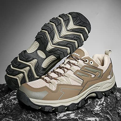 HARMOX Men's Women's Hiking Boot Slip Resistant Hiking Shoes for Men Waterproof Anti Slip Brown