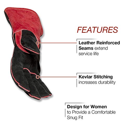 Lincoln Electric womens Jessi Combs Women s MIG Stick Welding Gloves, Black, Red, Medium Pack of 1 US