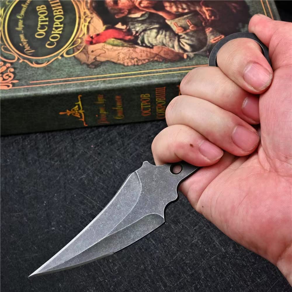 Gtkii Gtk149 Fixed Blade Knife,EDC Tool Knife for Outdoor Camping Hunting Fishing with Kydex Sheath(Black)