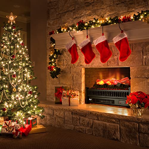 TURBRO Eternal Flame EF23-LG Electric Fireplace Logs, 23" Remote Control Fireplace Insert Log Heater, Realistic Lemonwood Ember Bed, Thermostat, Timer, 1400W Black