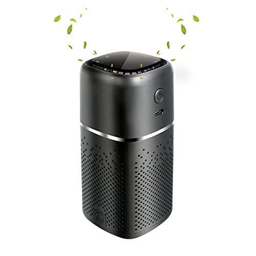 Yaindhi Car Air Purifier, Mini Portable Air Purifier,Air Purifier for Car with H13 True HEPA Filter for Smoke, Dust,Quiet Personal Air Purifier for Car Traveling Bedroom Office Use (Black)