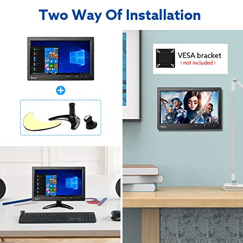 Eyoyo 10 Inch Monitor 1024x600 Display HD TFT LED Screen Support AV VGA BNC Video Input for CCTV DVD PC DVR with Speaker