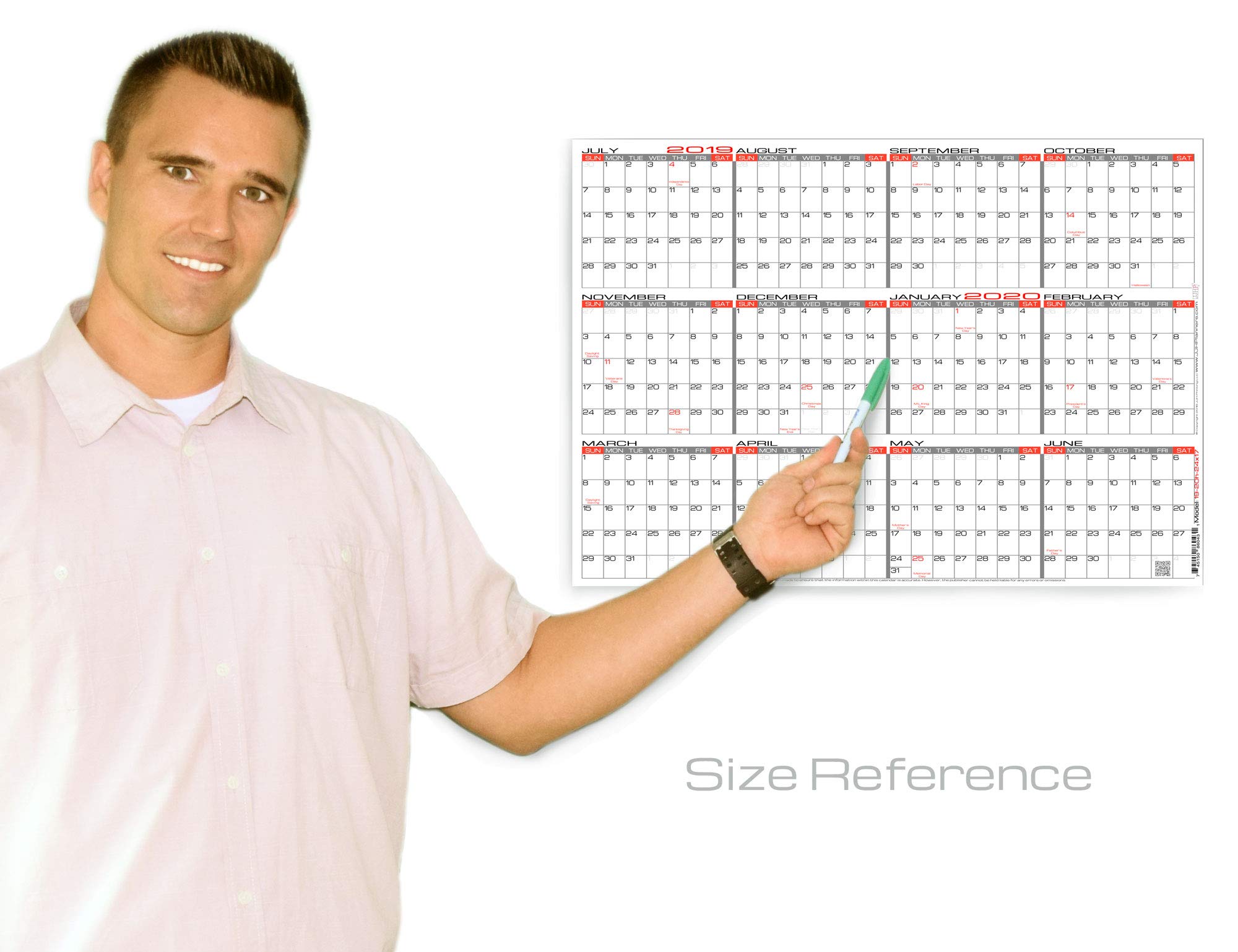 JJH Planners - Paper - 24" X 17" Medium Academic 2023-2024 Wall Calendar - Horizontal 12 Month Yearly Annual Planner (P-23-24h-24x17)