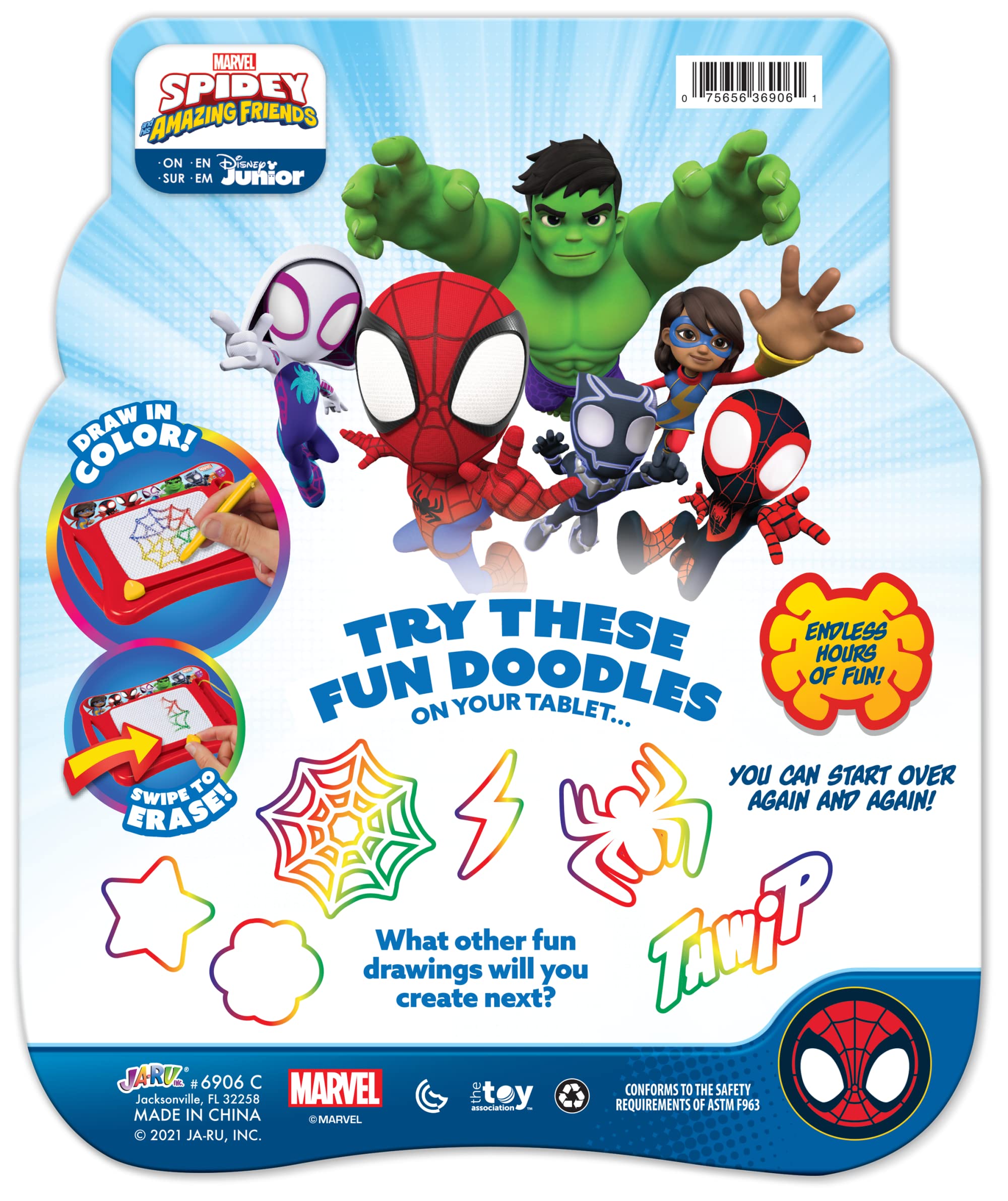 JA-RU Marvel Spiderman Magic Magnetic Drawing Board (1 Toy) Draw, Sketch & Doodle Tablet for Kids, Boys & Girls. Car Trip Game & Activity Travel Toys. Mess-Free Educational Learning Pad. C-6906-1s