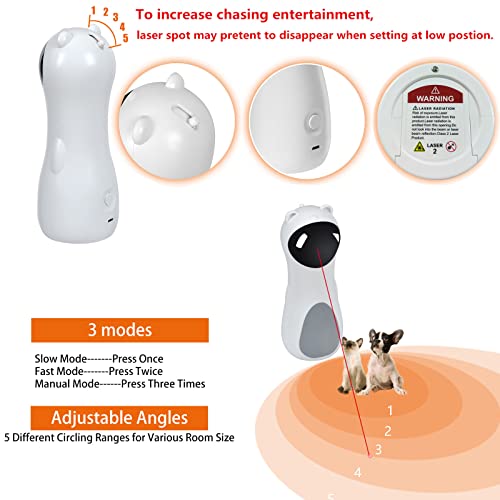 Luivnsk Cat Laser Toy Automatic Laser Pointer Cat Toys Interactive for Indoor Cats Kittens Dogs, Adjustable 5 Rotating Modes, 2 Speeds, Silent Safe Laser Cat Toy Auto On/Off, USB/Battery Powered