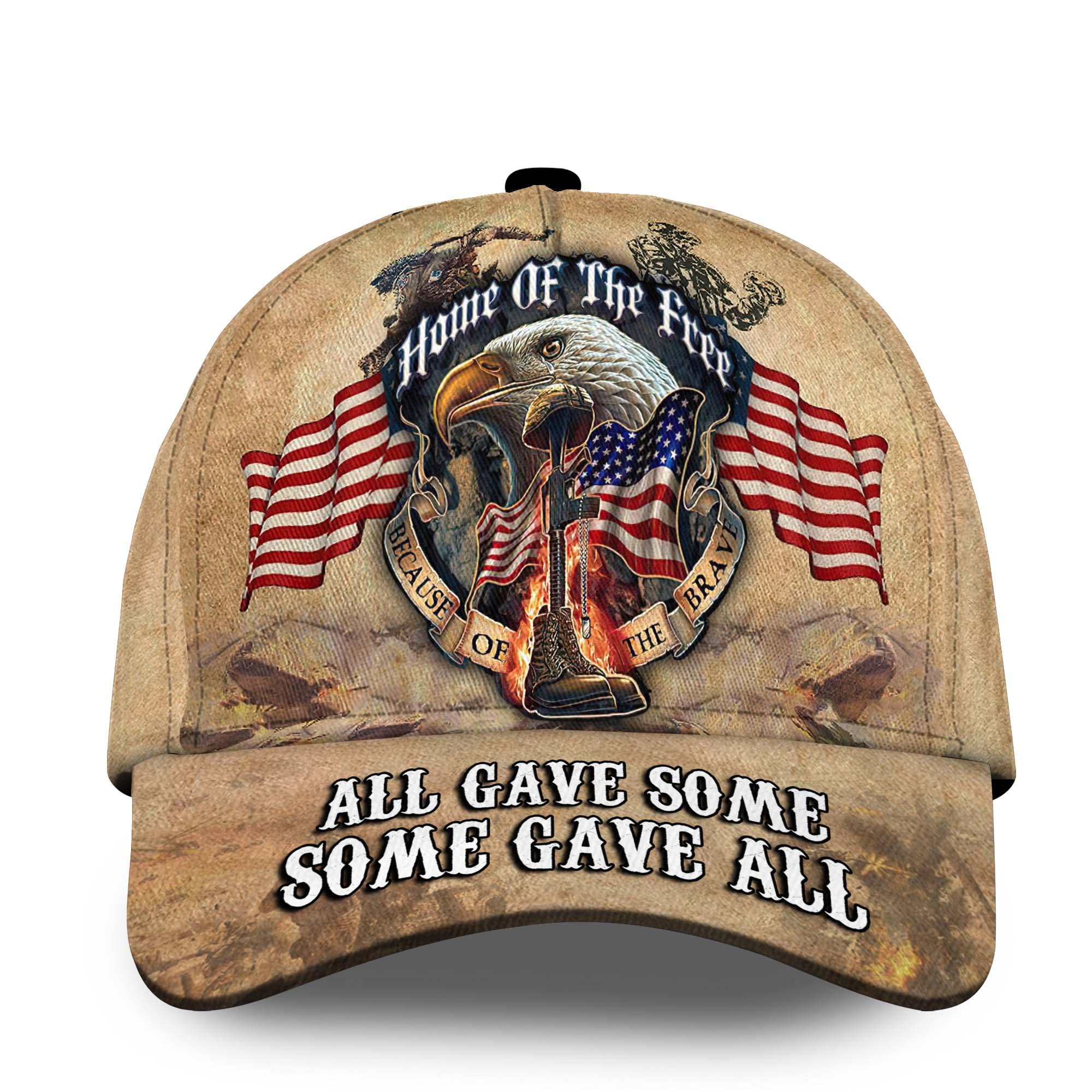 Hatstalk Premium 3D Printed All Gave Some - Some Gave All Eagle Hat, Retired American Millitary Veterans Unisex, Gift for Veterans Day Beige