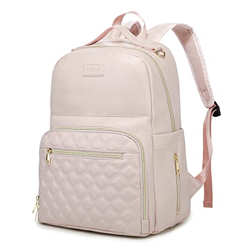 Ezgnuk Diaper Bag Backpack, Quilted Baby Bag with Insulated Pocket, Multi Functional Portable Hanging Diaper Trolley Backpack Lovely Light Mother Pack (Pink)