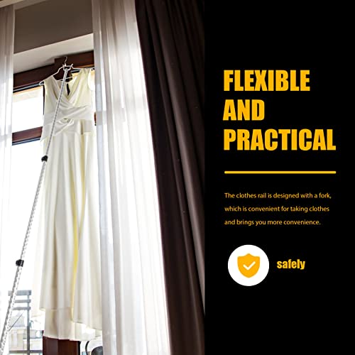 Yardwe Closet Pole with Utility Hook 50.4 Long Reach Stick Retractable Reach Stick Closet Pole Telescoping Long Pole for Clothes, Shutters, Closet, Curtain, Shelf, Ceiling, Silver