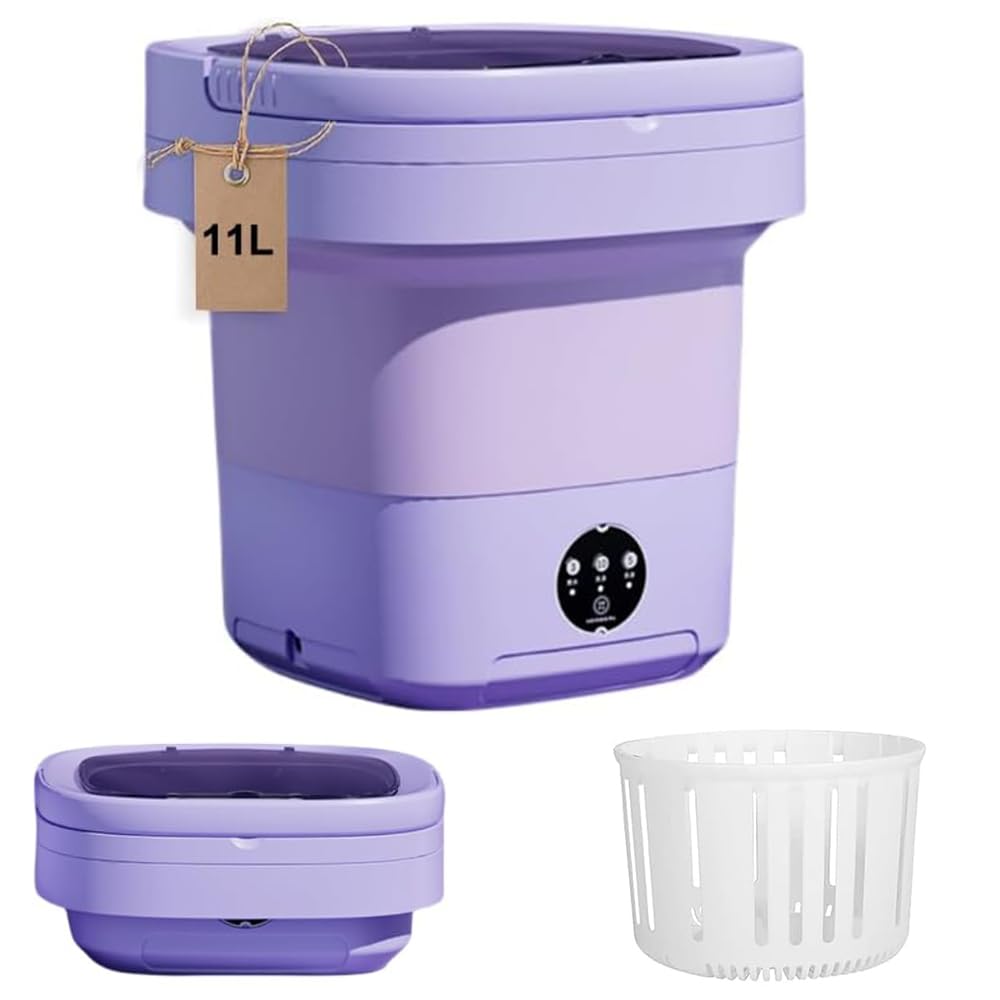 Nidouillet 11L portable washing machine, mini washing machine for underwear and baby clothes,Comes with a drain basket and drainpipe for apartments, dormitories, hotels, and outdoor camping