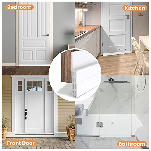 Ohuhu Door Draft Stopper Seal Strip, Door Sweep Under Door Weather Stripping Noise Blocker Gap Filler Bottom, Draft Guard Dust Wind Block for Garage Exterior Interior Doors (118"L x 2"W, White)